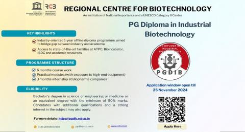 PG Diploma in Industrial Biotechnology | Department of Biotechnology